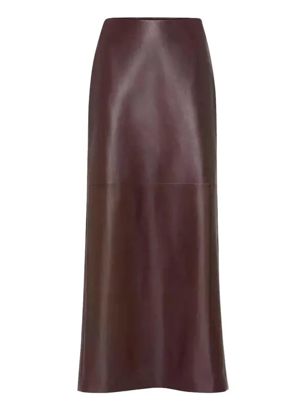 Brunello Cucinelli Leather Maxi Skirt - Red