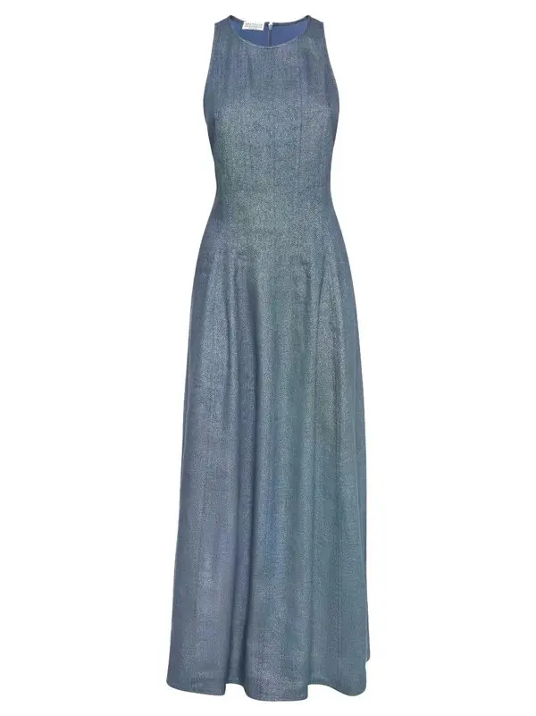 Brunello Cucinelli Crepe Maxi Dress - Blue