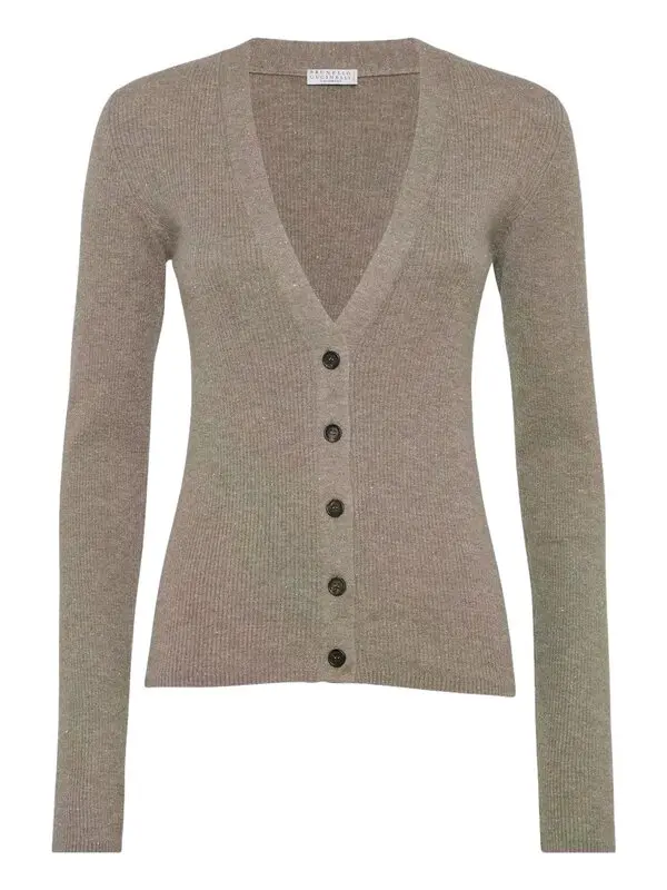 Brunello Cucinelli V-neck Cardigan - Brown