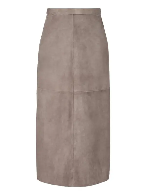 Max Mara Suede Midi Skirt - Grey
