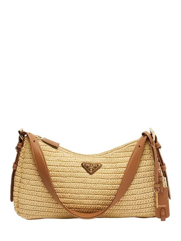 Prada Aimée Large Crochet Shoulder Bag - Neutrals