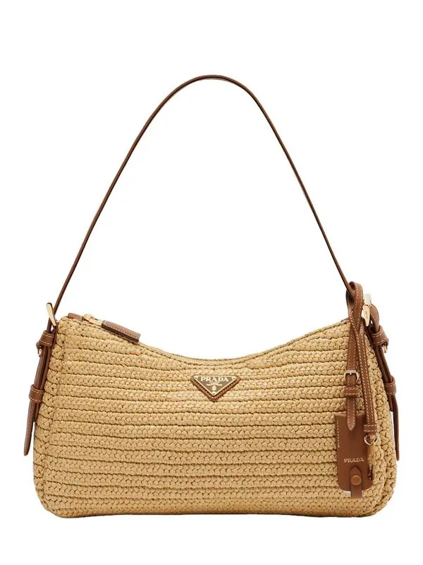 Prada Aimée Large Crochet Shoulder Bag - Neutrals