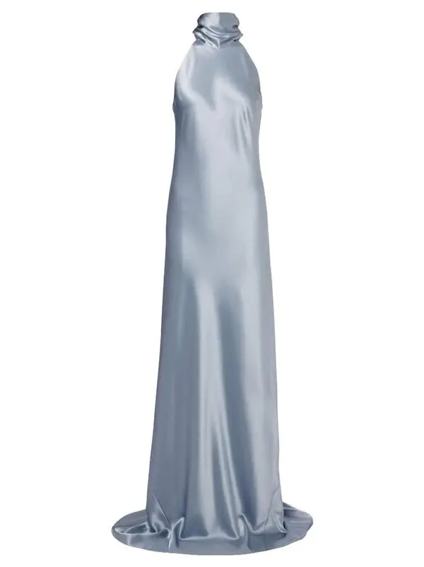Galvan Sienna Halterneck Gown - Blue