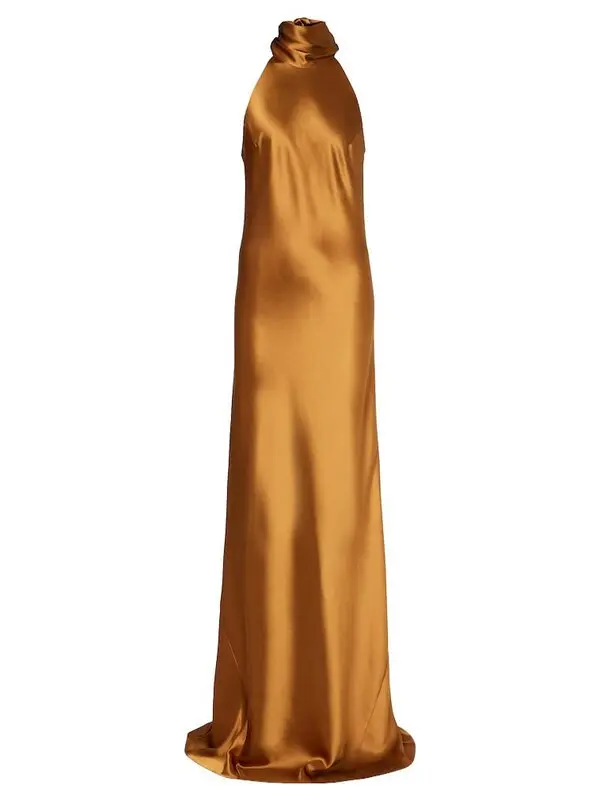 Galvan Sienna Halterneck Gown - Brown