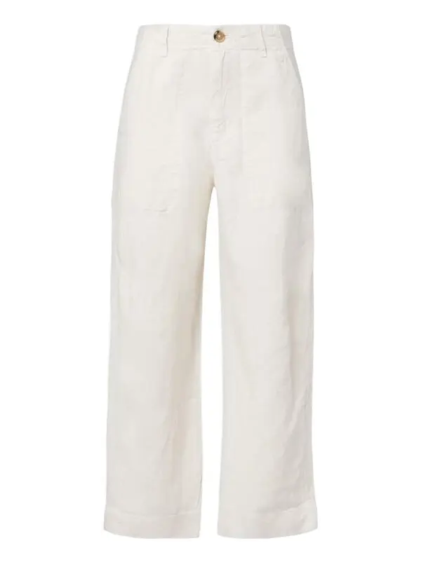 Velvet By Graham & Spencer Issa Linen Barrel-leg Pants - White