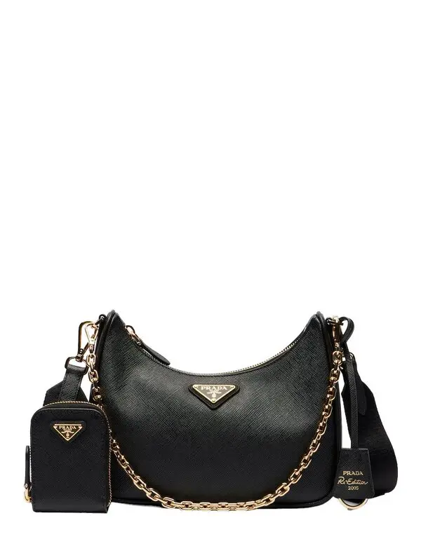 Prada Re-edition 2005 Leather Shoulder Bag - Black