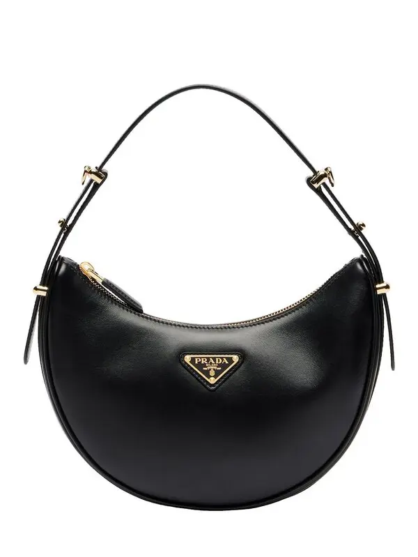 Prada Arqué Small Leather Shoulder Bag - Black