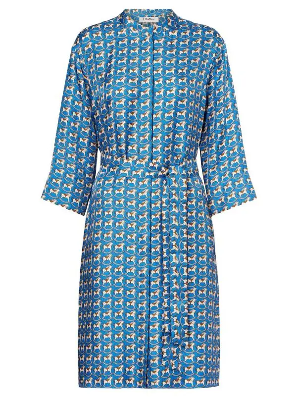Max Mara Printed Silk Twill Tunic - Blue