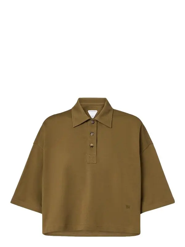 Bottega Veneta Cropped Cotton Polo Shirt - Green