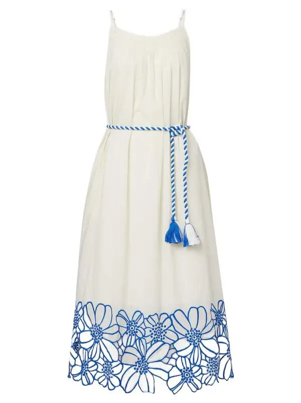 Velvet By Graham & Spencer Juliette Embroidered Cotton Midi Dress - White