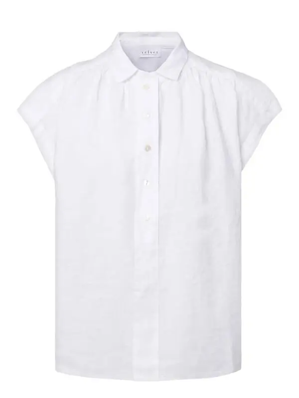 Velvet By Graham & Spencer Elowen Linen Top - White