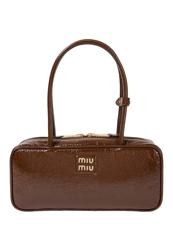 Miu Miu Beau Patent Leather Shoulder Bag - Brown