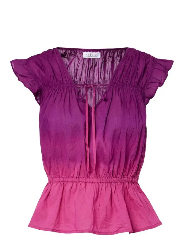 Velvet By Graham & Spencer Kaia Gathered Top - Pink