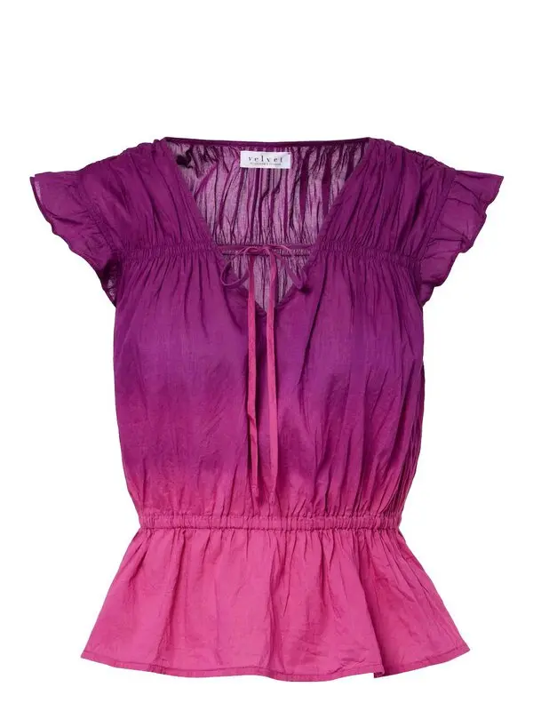 Velvet By Graham & Spencer Kaia Gathered Top - Pink