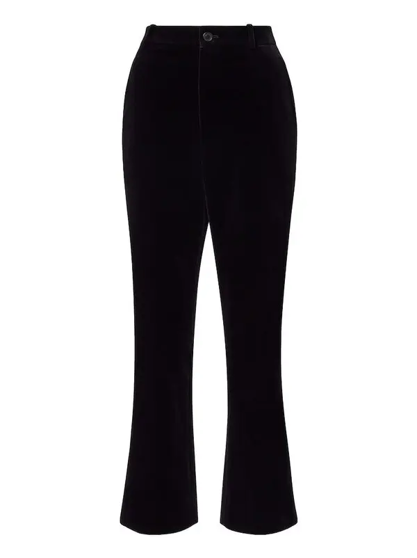 Saint Laurent Cotton Velvet Cropped Flared Pants - Black