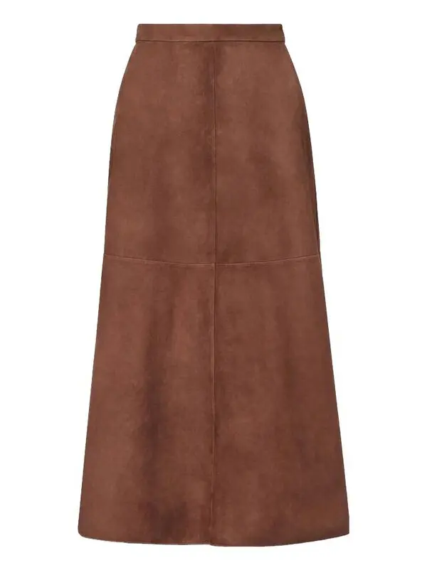 Max Mara Suede Midi Skirt - Brown