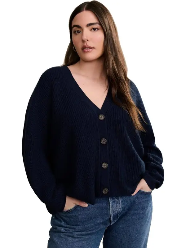 Jenni Kayne Cropped Cashmere Cocoon Cardigan - Navy