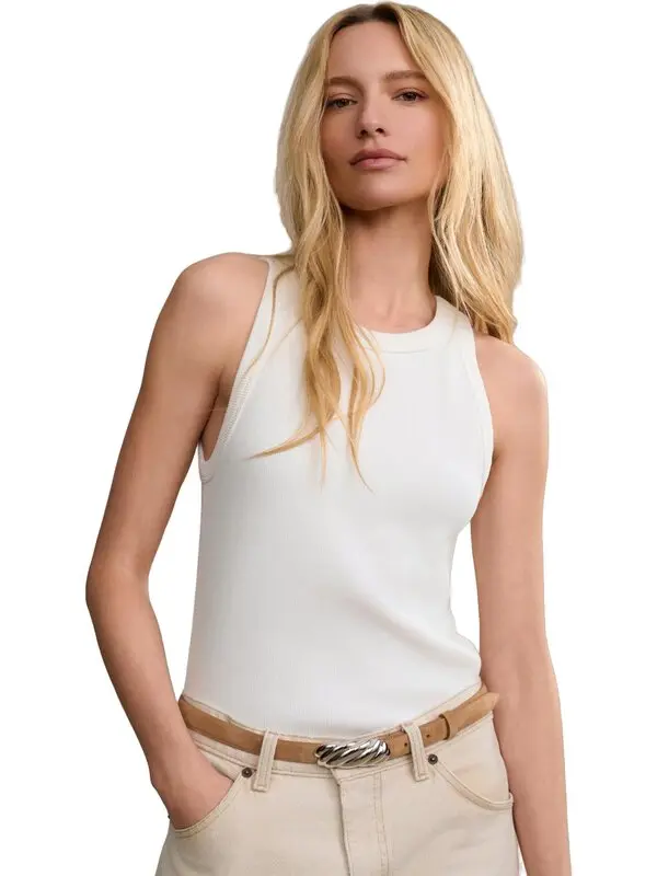 Jenni Kayne Cotton Rib Tank Top - White