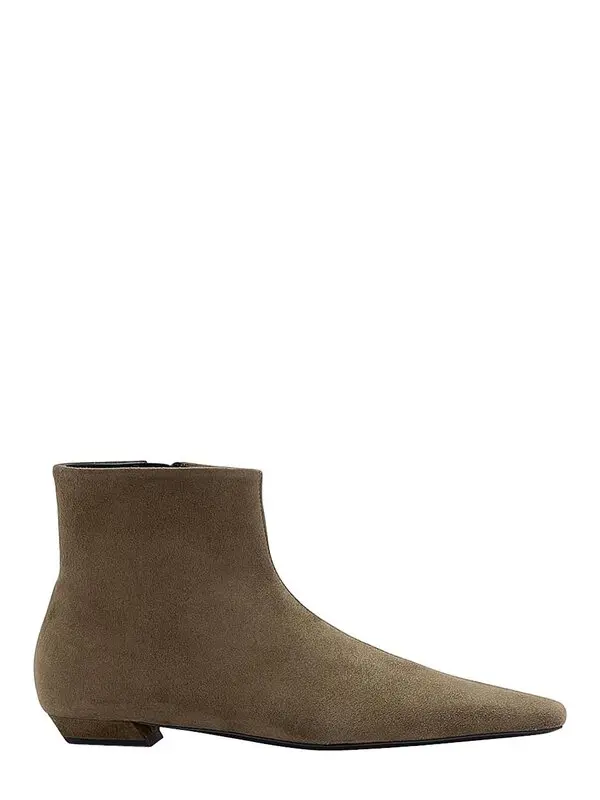 Proenza Schouler Trap Suede Zip Booties - Moss