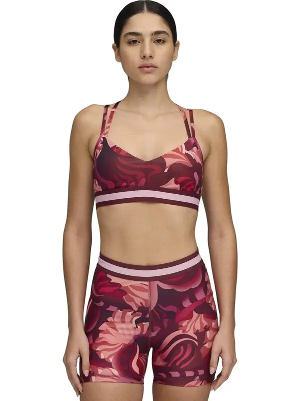PUMA Floral Ribbon Moisture Wicking, Low Impact Sports Bra - Red