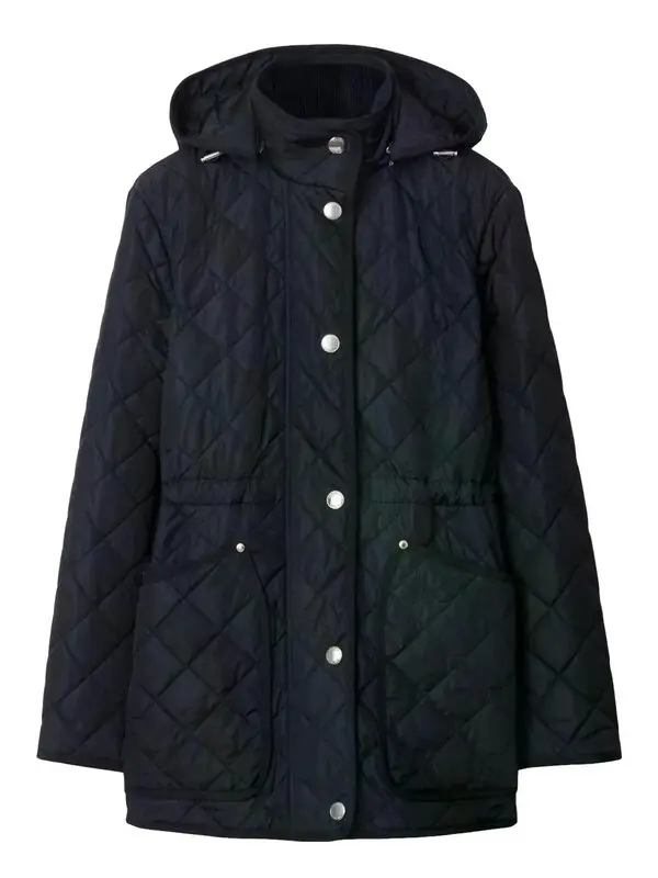 Burberry Quilted Jacket With Embroidered Equestrian Knight Motif - Blue