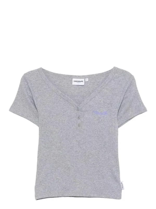 CHOCOOLATE Logo-embroidered Top - Grey