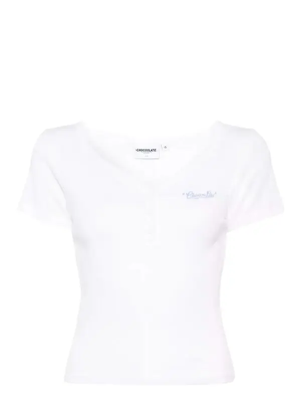 CHOCOOLATE Logo-embroidered T-shirt - White