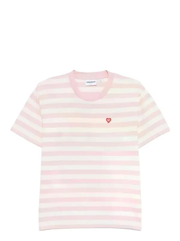 CHOCOOLATE Striped Logo T-shirt - Pink