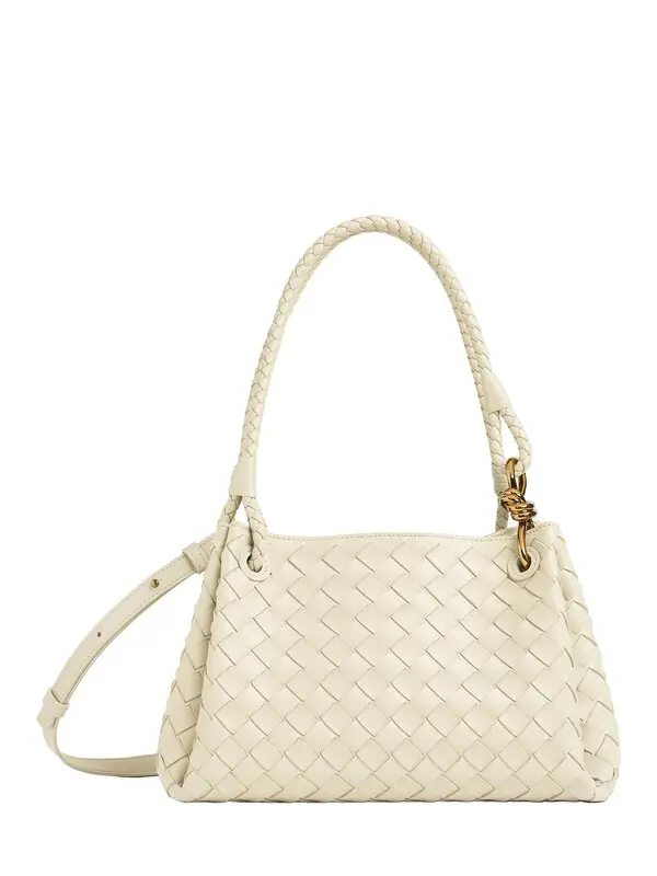 BOTTEGA  VENETA Intrecciato Leather Shoulder Bag - Sea Salt