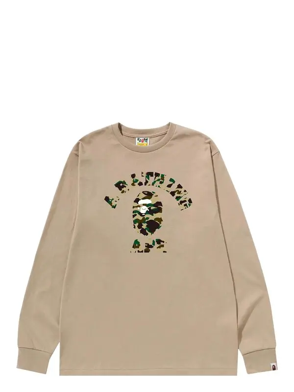 A BATHING APE 1st Camo College Long-sleeve Tee - Tan
