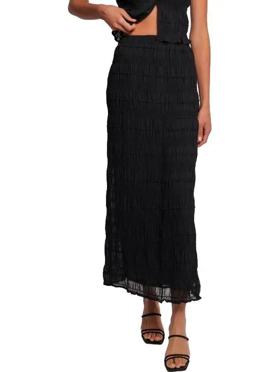 PETAL & PUP Valana Shirred Maxi Skirt - Black