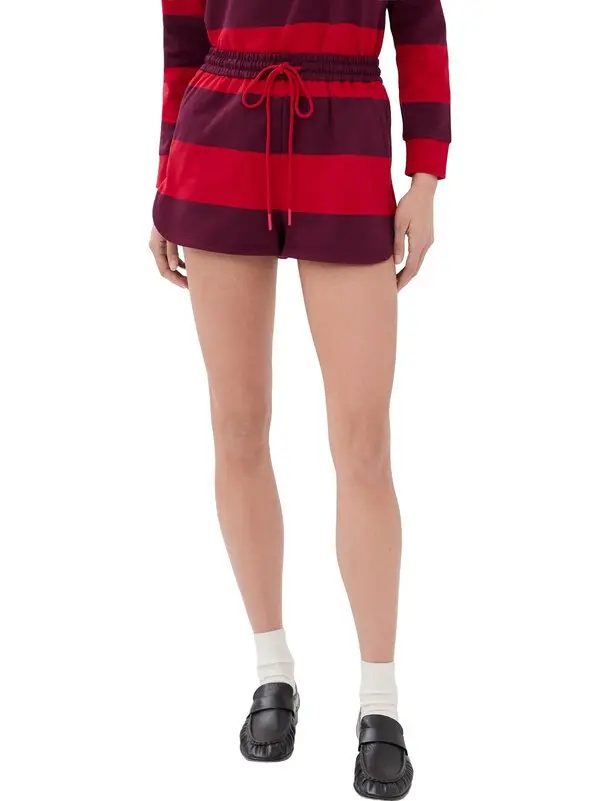 LE BOP Hayley Striped Shorts - Red/burgundy