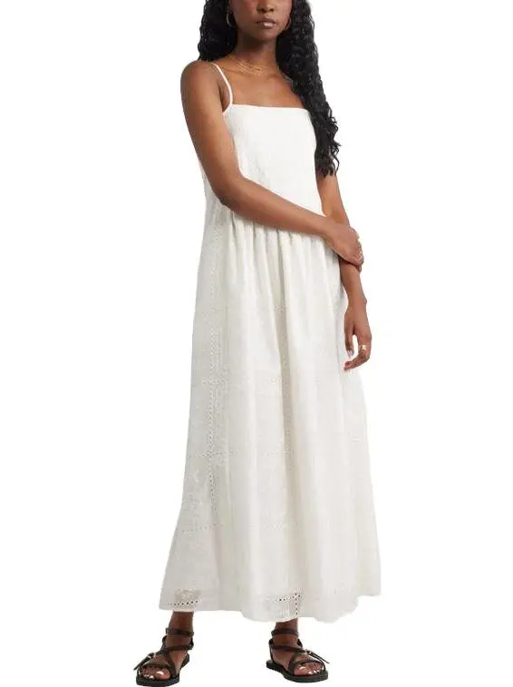 Treasure & Bond Embroidered Maxi Sundress - Ivory Egret