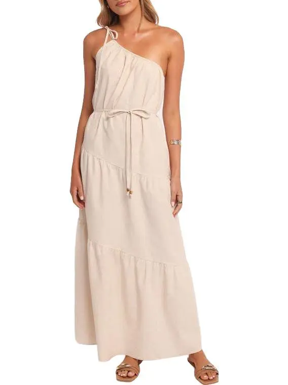 PETAL & PUP Hilde Asymmetric Maxi Dress - Oatmeal