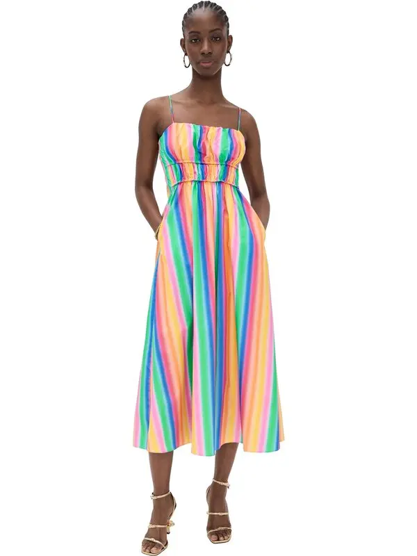 English Factory Rainbow Stripe Sleeveless Maxi Dress - Multi