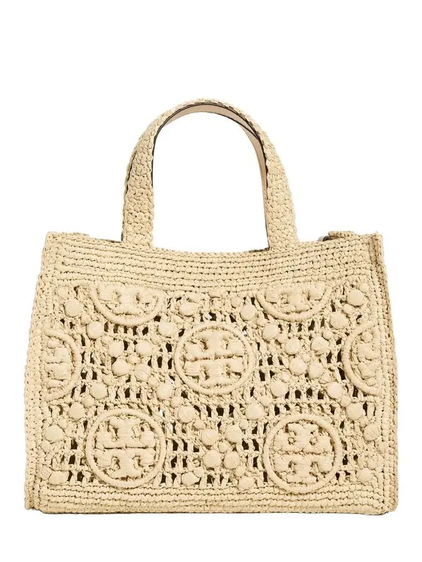Tory Burch T Monogram Raffia Square Tote - Natural