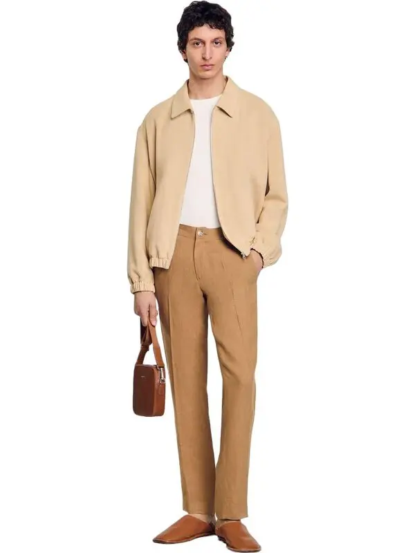 Sandro Linen Trousers - Dark Sand