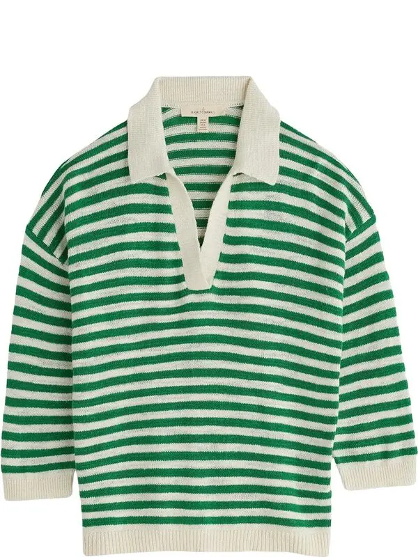 SEASALT CORNWALL Striped Cotton & Linen Sweater - Knit Mini Cornish Island Ecru