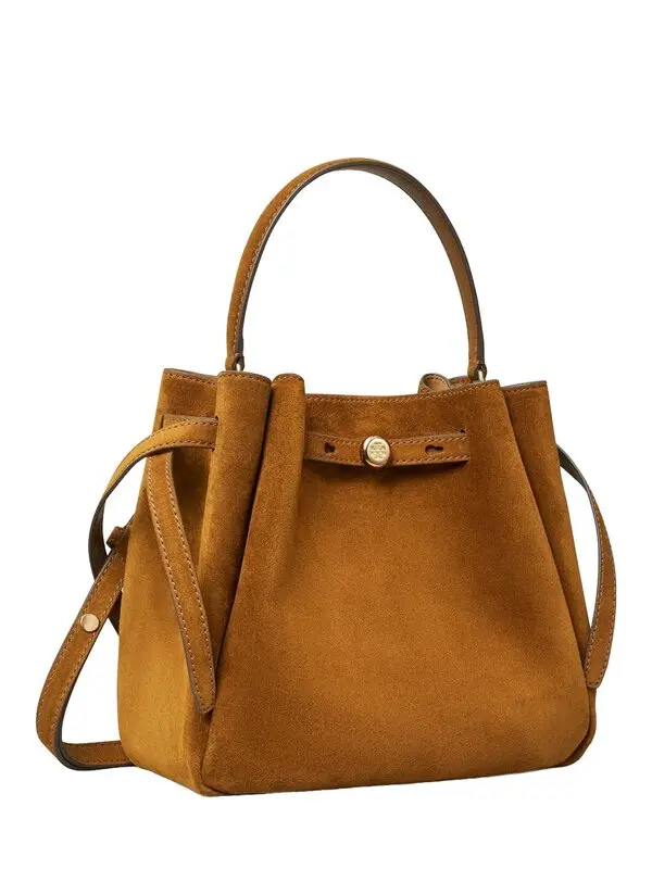Tory Burch Romy Suede Bucket Bag - Caramel