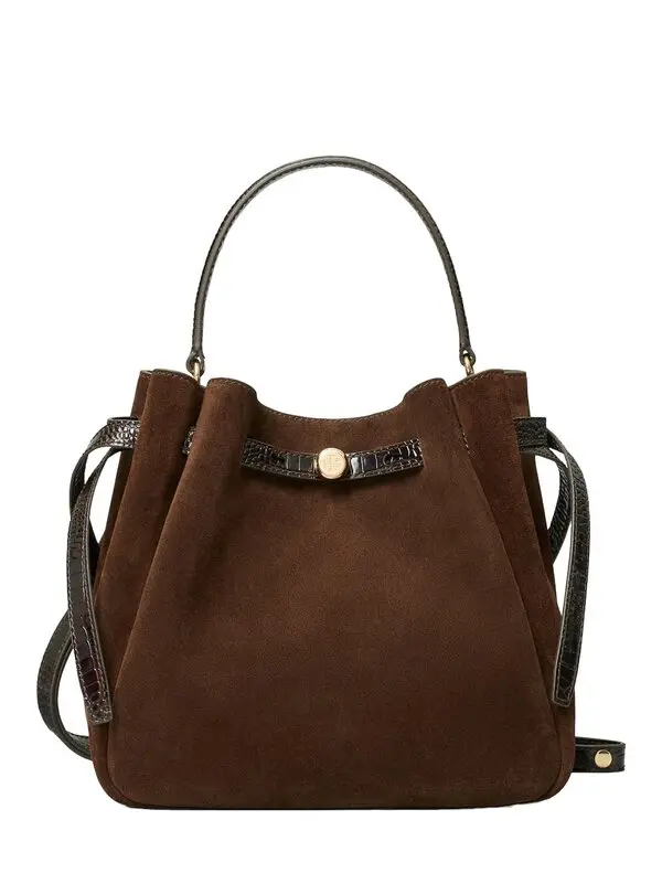 Tory Burch Romy Suede Bucket Bag - Dark Cocoa