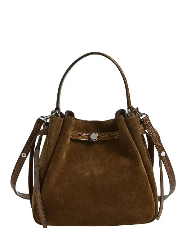 Tory Burch Romy Suede Bucket Bag - Deep Olive