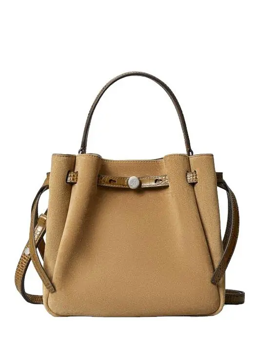 Tory Burch Romy Suede Bucket Bag - Stone