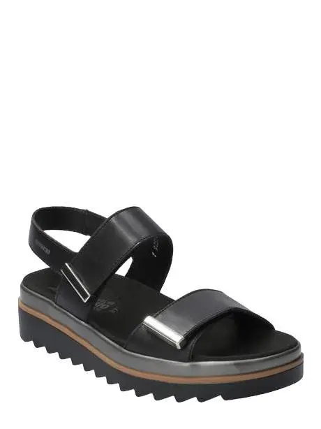 Mephisto Dominica Platform Sandals - Black Leather