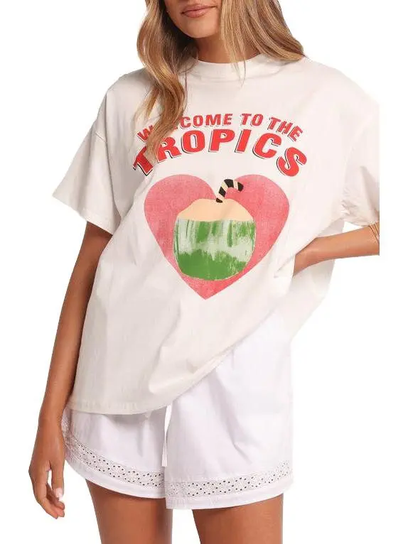PETAL & PUP The Tropics Cotton Graphic T-shirt - White