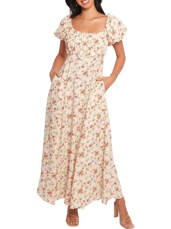 PETAL & PUP Floral Print Cotton & Linen Maxi Dress - Femme Floral