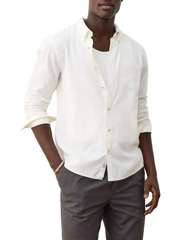 Marine Layer Better-than-linen Short Sleeve Hemp Blend Button-up Shirt - White