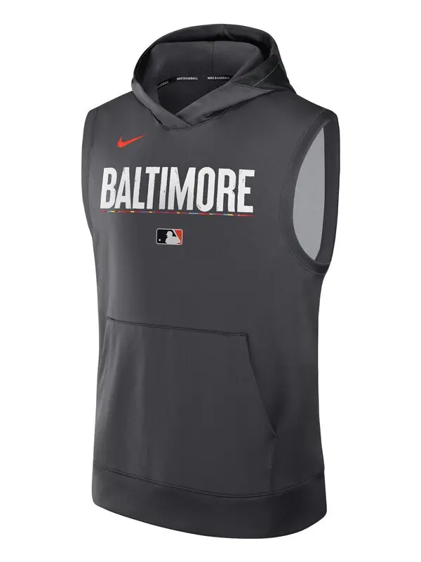 Nike Baltimore Orioles Authentic Collection City Connect Sleeveless Pullover Hoodie - Grey