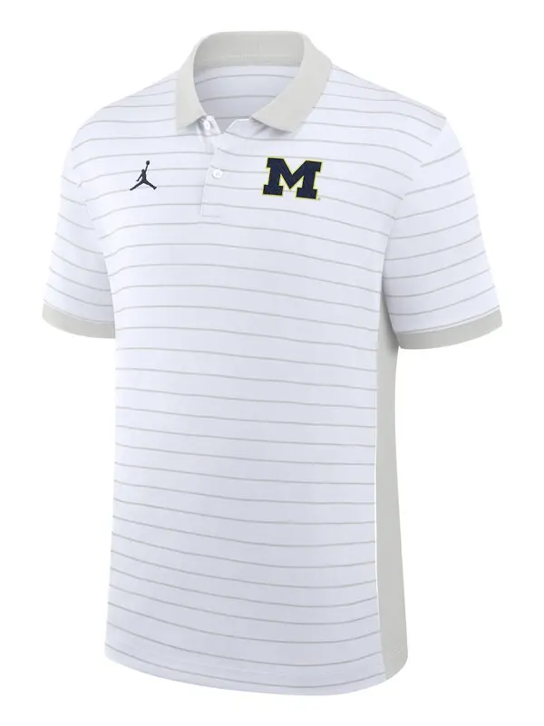 JORDAN Michigan Sideline Victory Stripe Brand Dri-fit College Polo - White