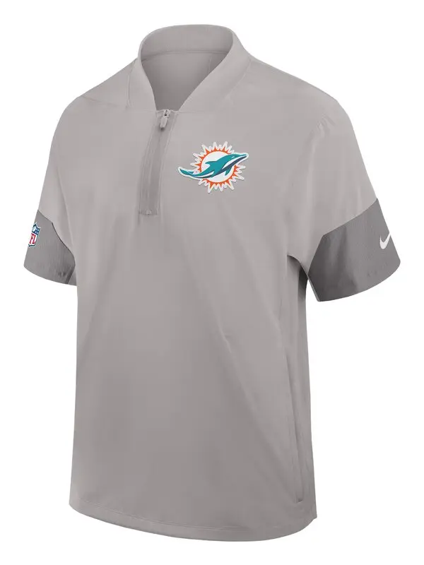 Nike Nfl Miami Dolphins Sideline Coach 1/2-zip Short-sleeve Jacket - Grey