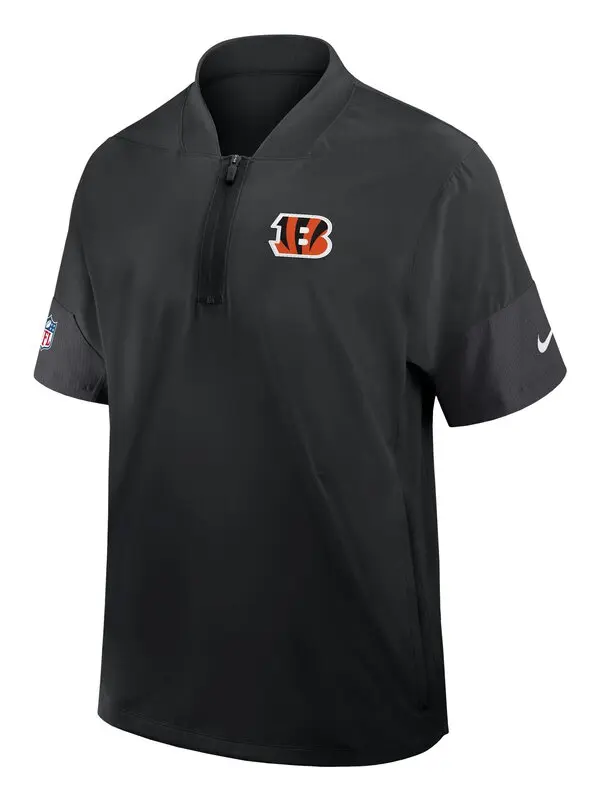 Nike Cincinnati Bengals Sideline Coach Nfl 1/2-zip Short-sleeve Jacket - Black